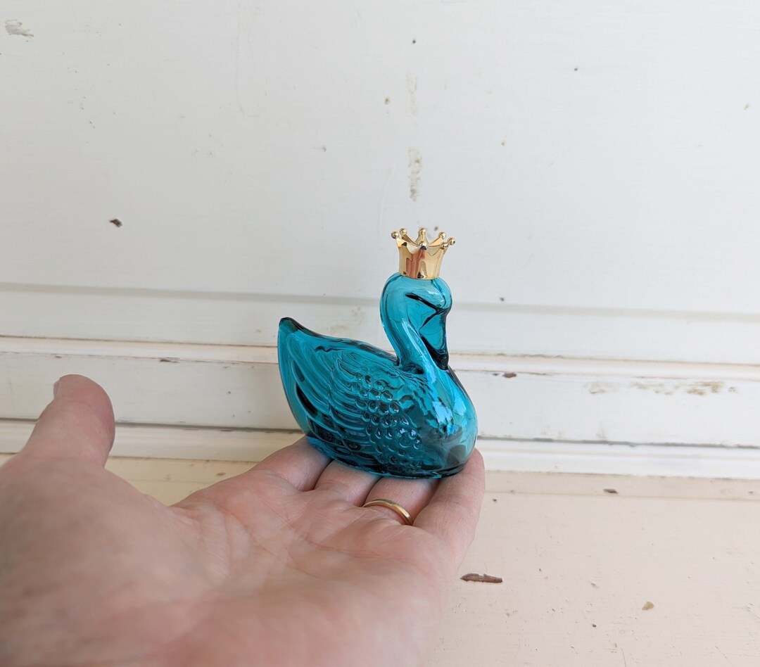 Vintage Avon Topaze Cologne Bottle Turquoise, Aqua, Teal Glass Swan ...