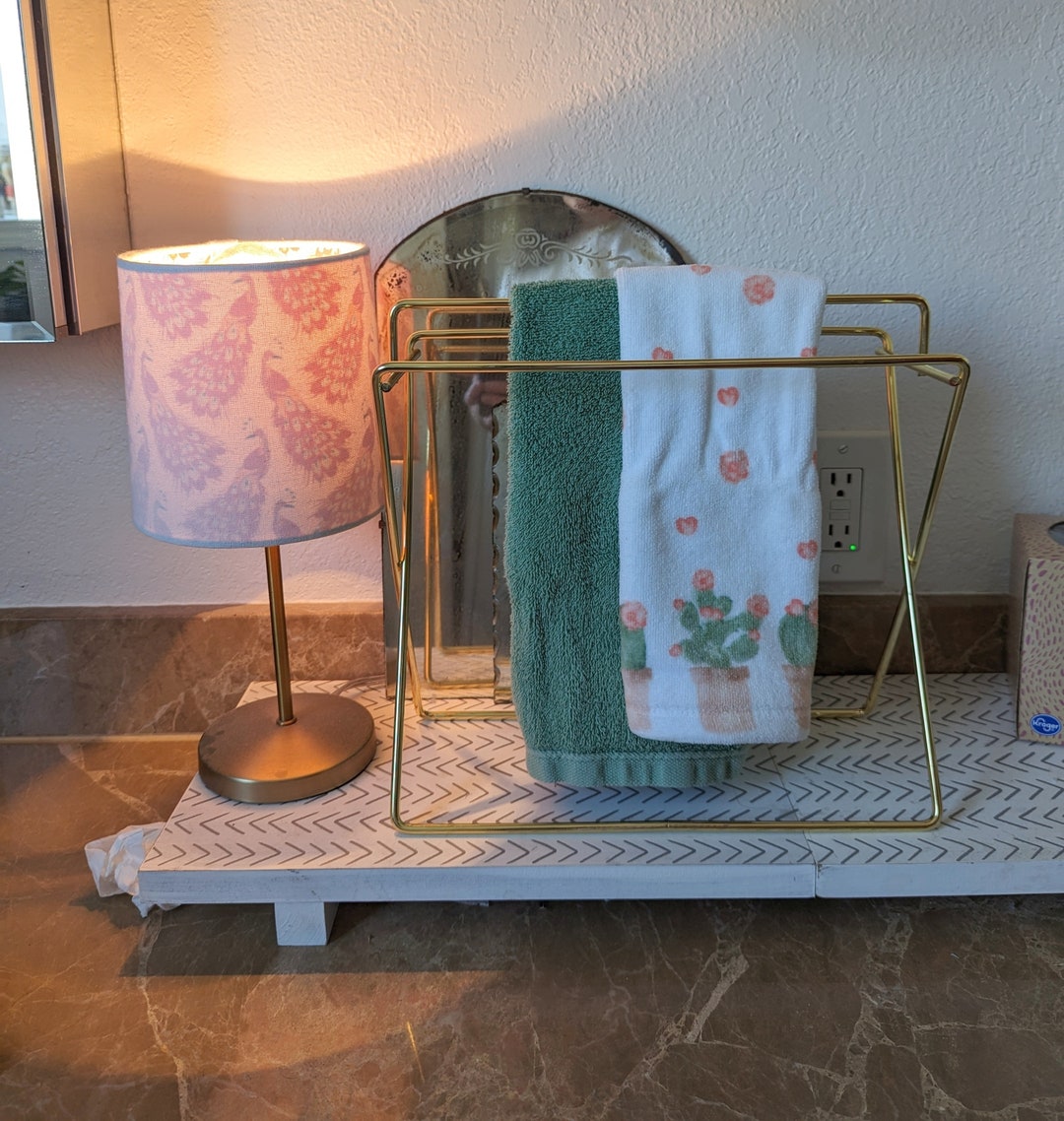 Vintage MCM Gold Metal Countertop Towel Rack Mid-century Hand Towel ...