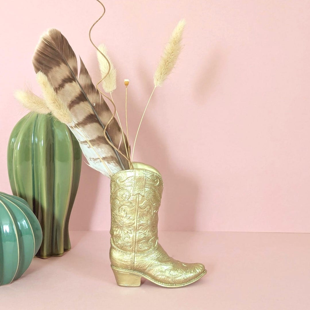 Upcycled Cowboy Boot Bud Vase Figurine Western Decor Whimsical Home ...