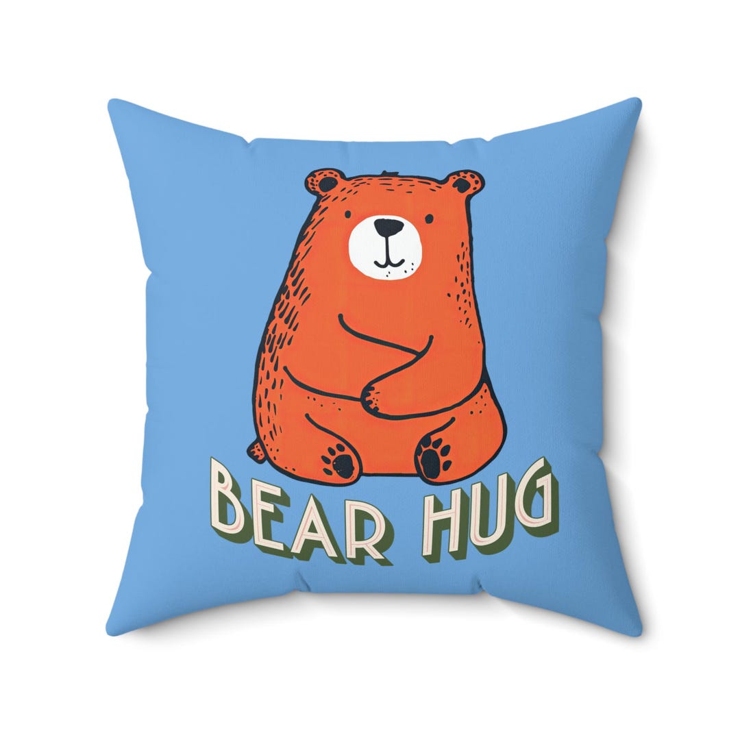 Bear Hug Pillow, Cute Bear Decorative Cushion, Animal Lover Gift, Spun ...