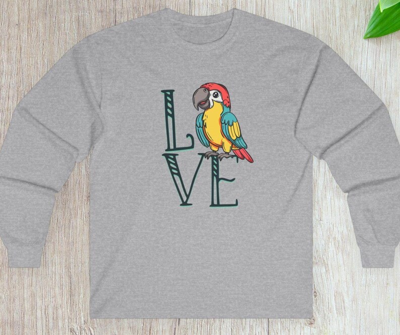 Parrot Love Long Sleeve Tee, Macaw Bird Lover Shirt, Tropical Bird ...