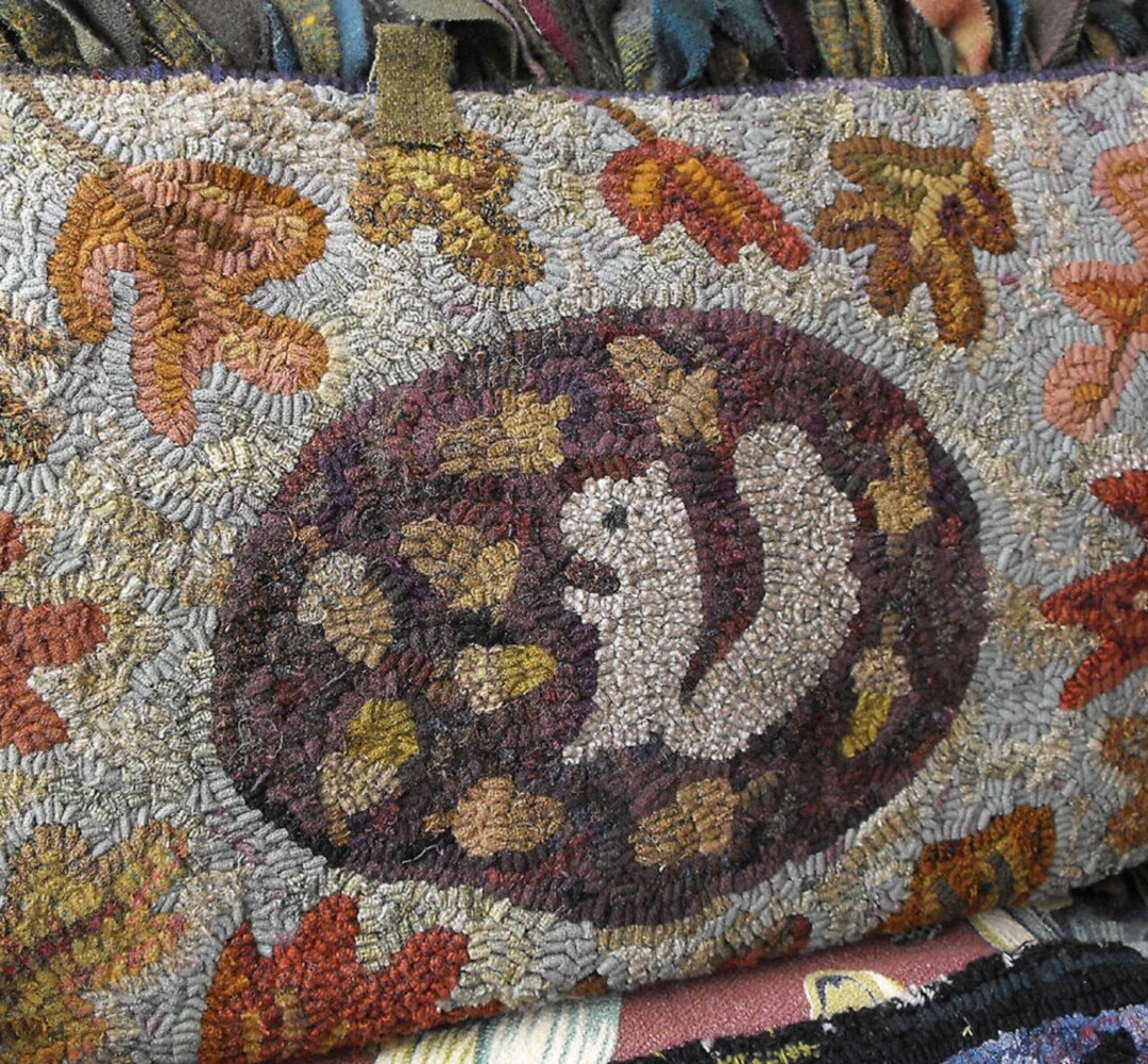 Gathering Rug Hooking PATTERN ONLY Printed on Linen//squirrel Fall ...