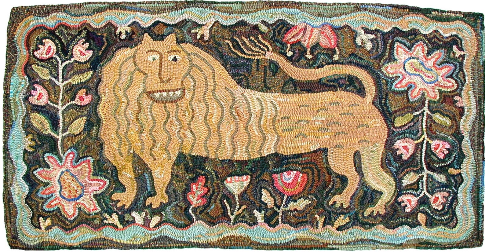 Antique Lion Rug Hooking PATTERN ONLY Printed on Unbleached Linen ...