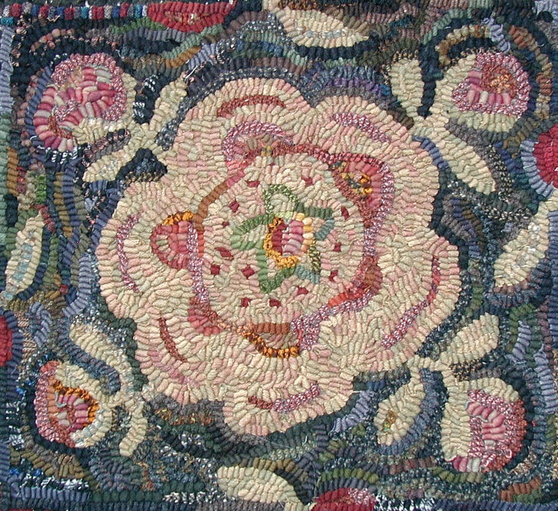 Antique Rose Pillow rug hooking PATTERN ONLY on primitive | Etsy