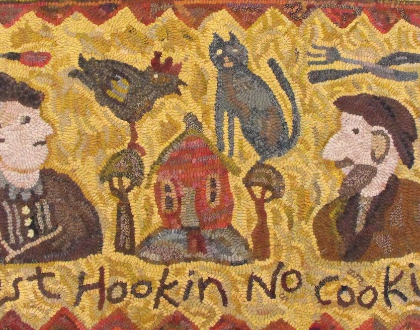 Just Hookin' No Cookin' Hooked Rug PATTERN ONLY on Linen by Primitive ...