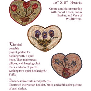 Flower Hearts PDF Pattern Set for Rug Hooking//pansy//roses ...