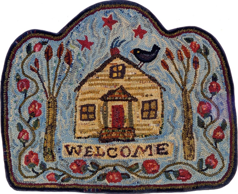 A Welcome Rug Rug Hooking PATTERN ONLY Printed on Linen by Karen Kahle ...