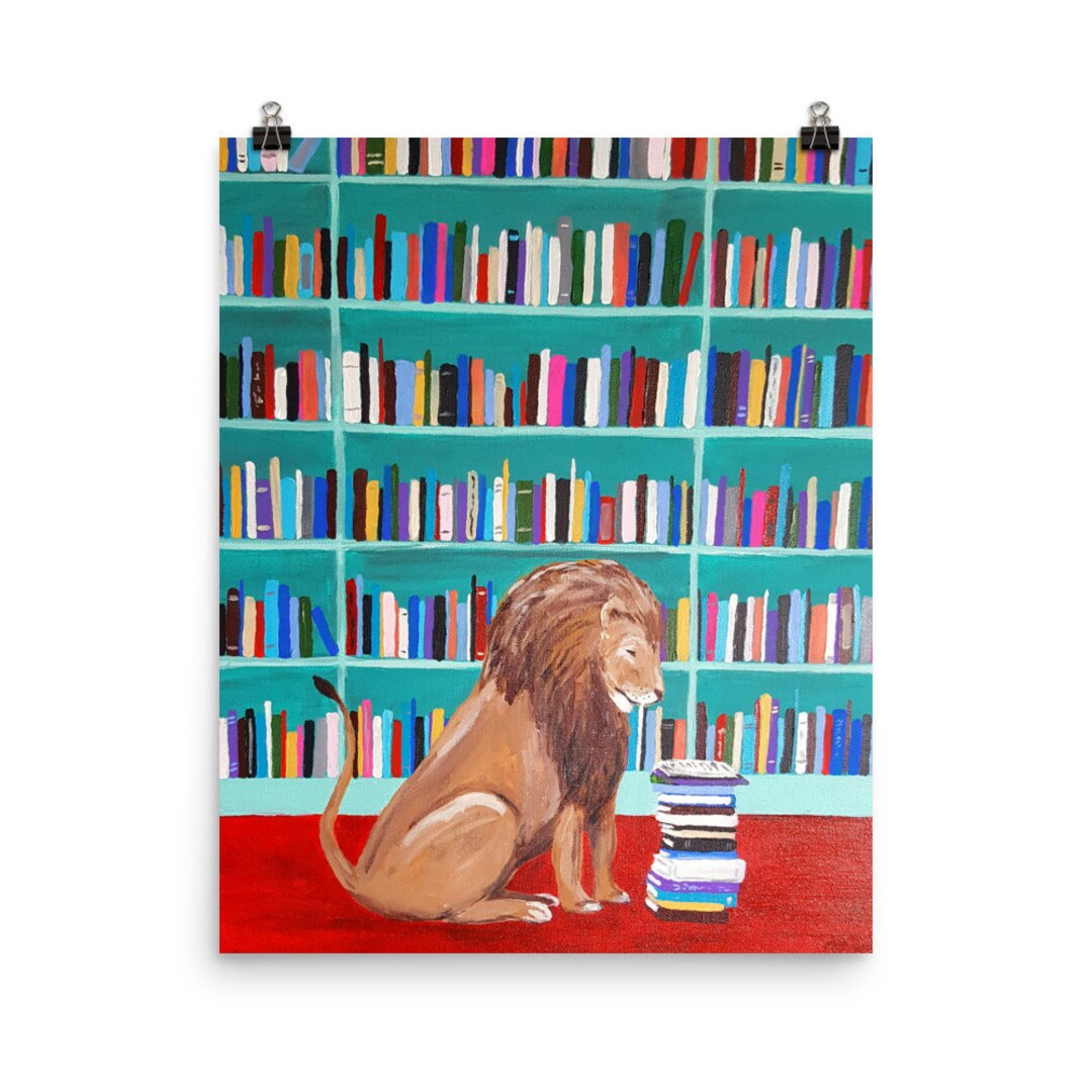 Lion in the Library- Poster - Etsy