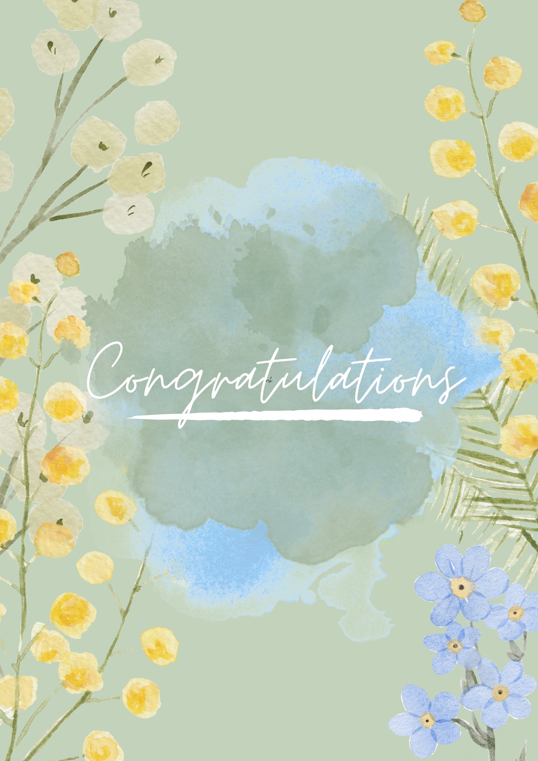 Watercolor Congratulations Card (digital Download + Blank) - Etsy
