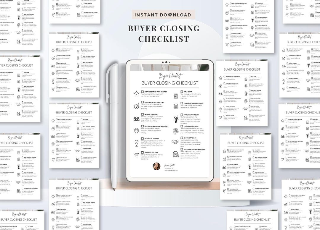 Buyer Closing Checklist for Home Purchase, Real Estate Closing ...