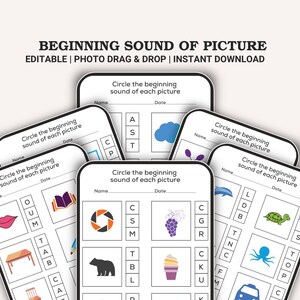 Beginning Sound, Picture Sound Matching Game, Letter Identification ...