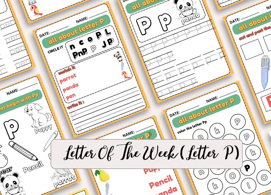Letter P Alphabet Worksheets for Kids, Learning Activity Sheets ...