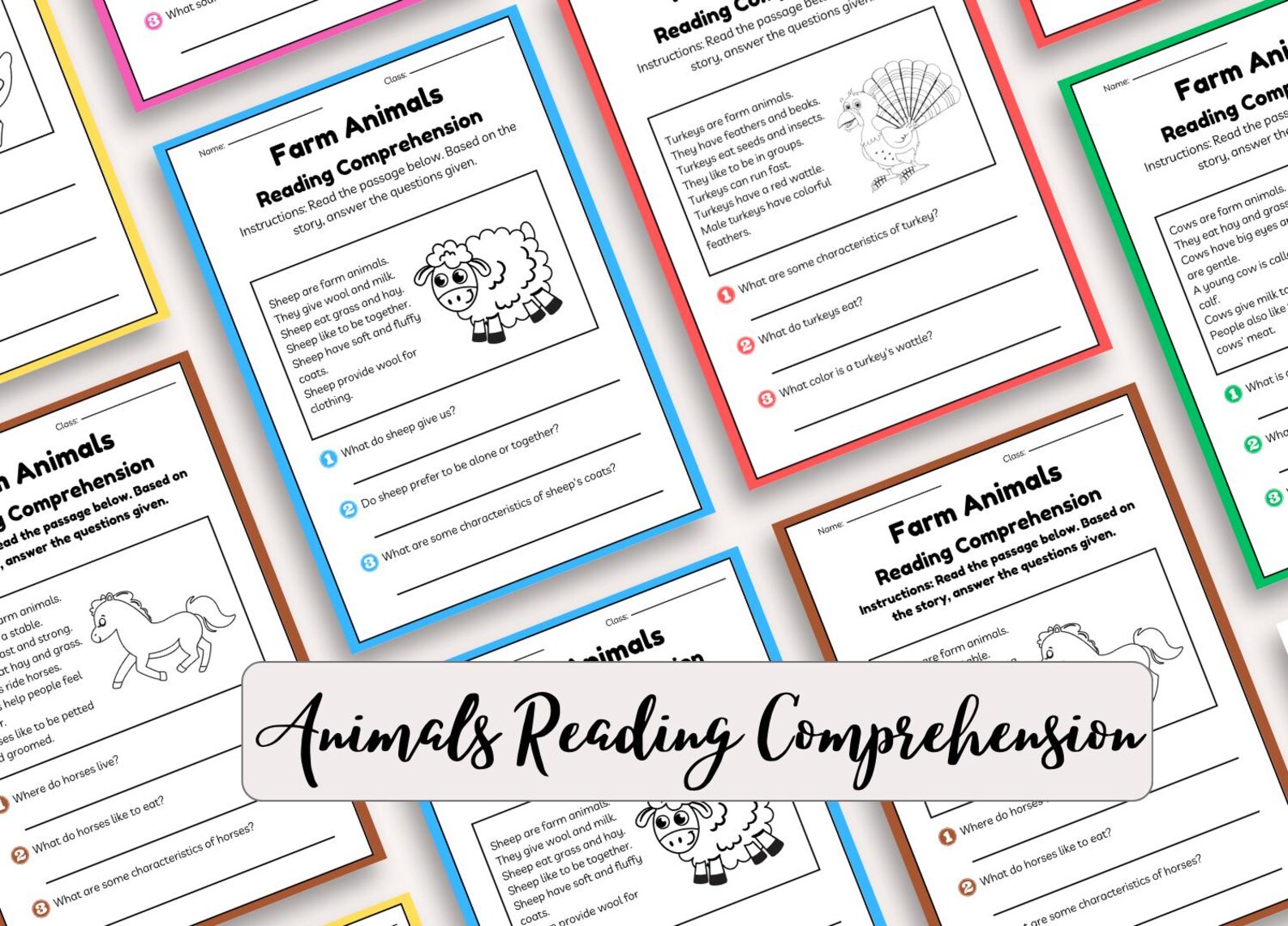 Farm Animal Reading Comprehension: English Learning Game (digital PDF ...