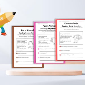 Farm Animal Reading Comprehension Activity Set, English Learning Game ...