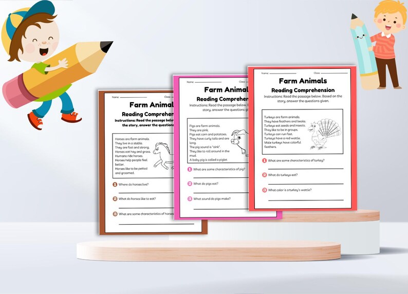Farm Animal Reading Comprehension: English Learning Game (digital PDF ...
