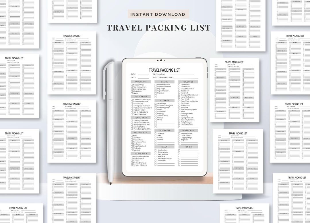 Travel Checklist Journal, Trip Planner Notebook, Essential Packing List ...
