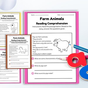 Farm Animal Reading Comprehension: English Learning Game (digital PDF ...