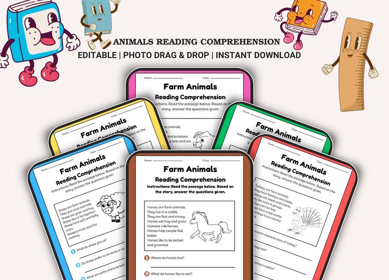 Farm Animal Reading Comprehension: English Learning Game (digital PDF ...