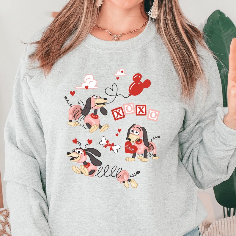 Gildan Slinky Dog Valentine Sweatshirt, Disney Dog Heart Love Hoodie ...