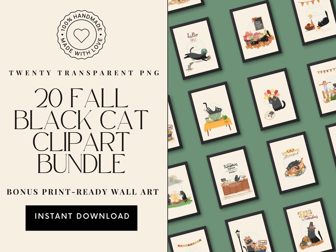 Black Cat Fall Vibes | Clip Art/ Wall Art - Etsy