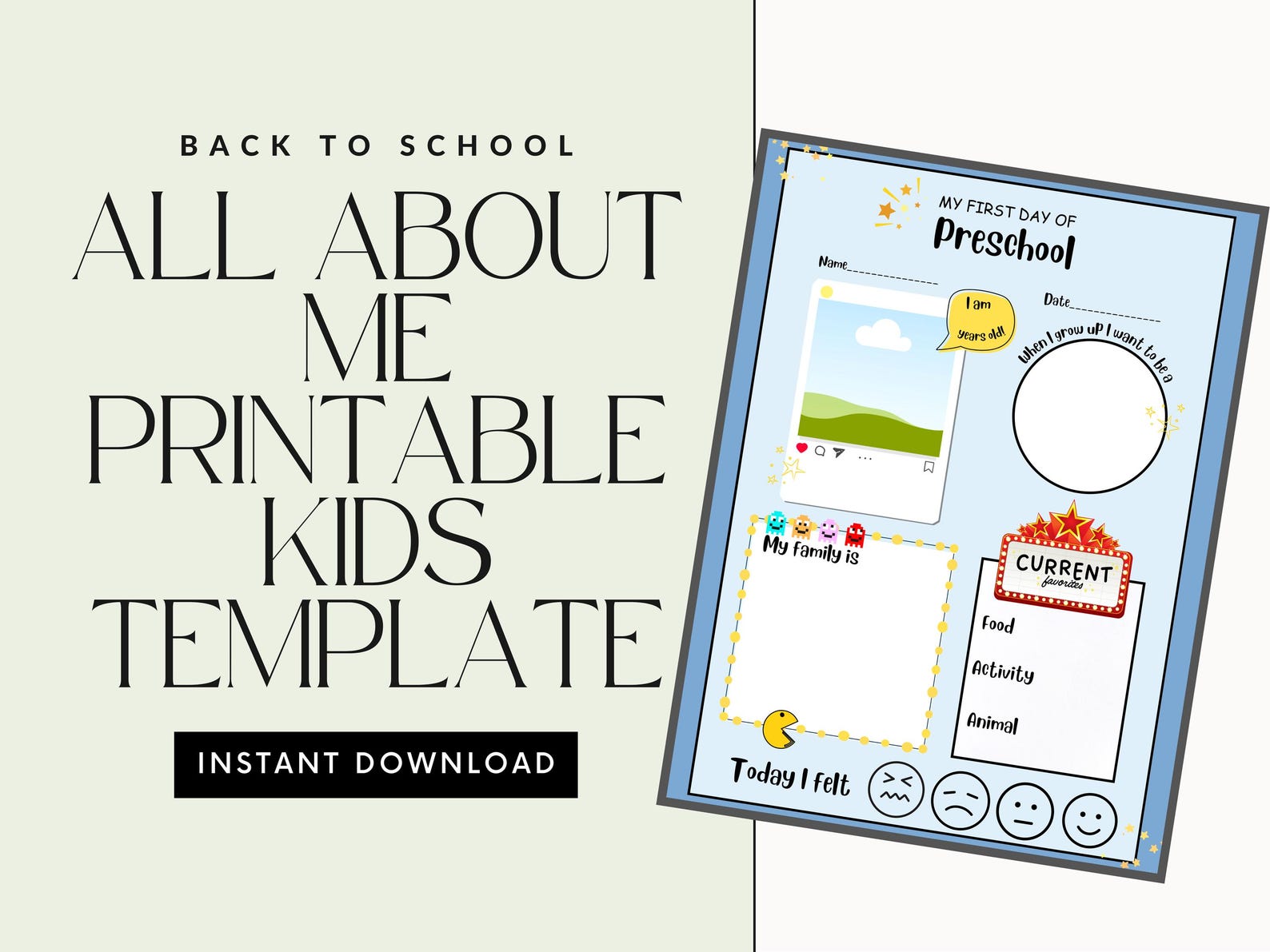 First Day of School Worksheet Printable | Boy | Customizable - Etsy