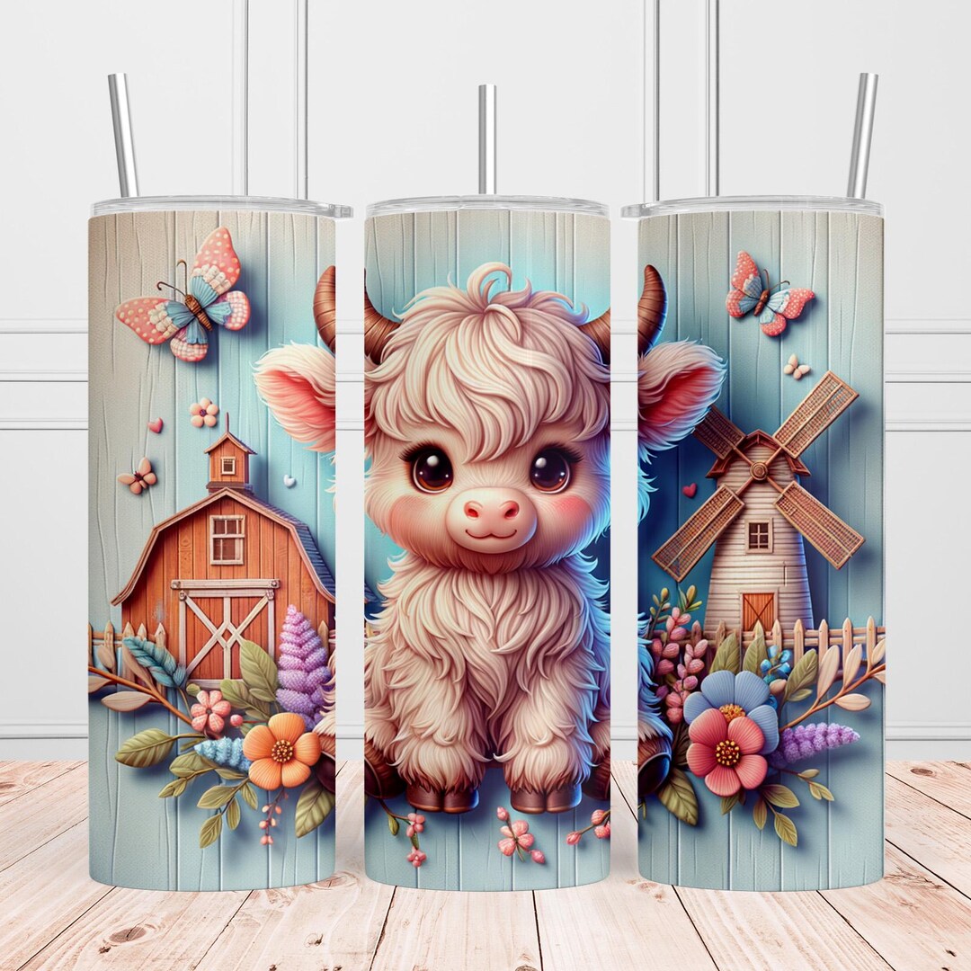 Farmhouse Baby Highland Cow Tumbler Wrap 20 Oz Skinny Tumbler ...