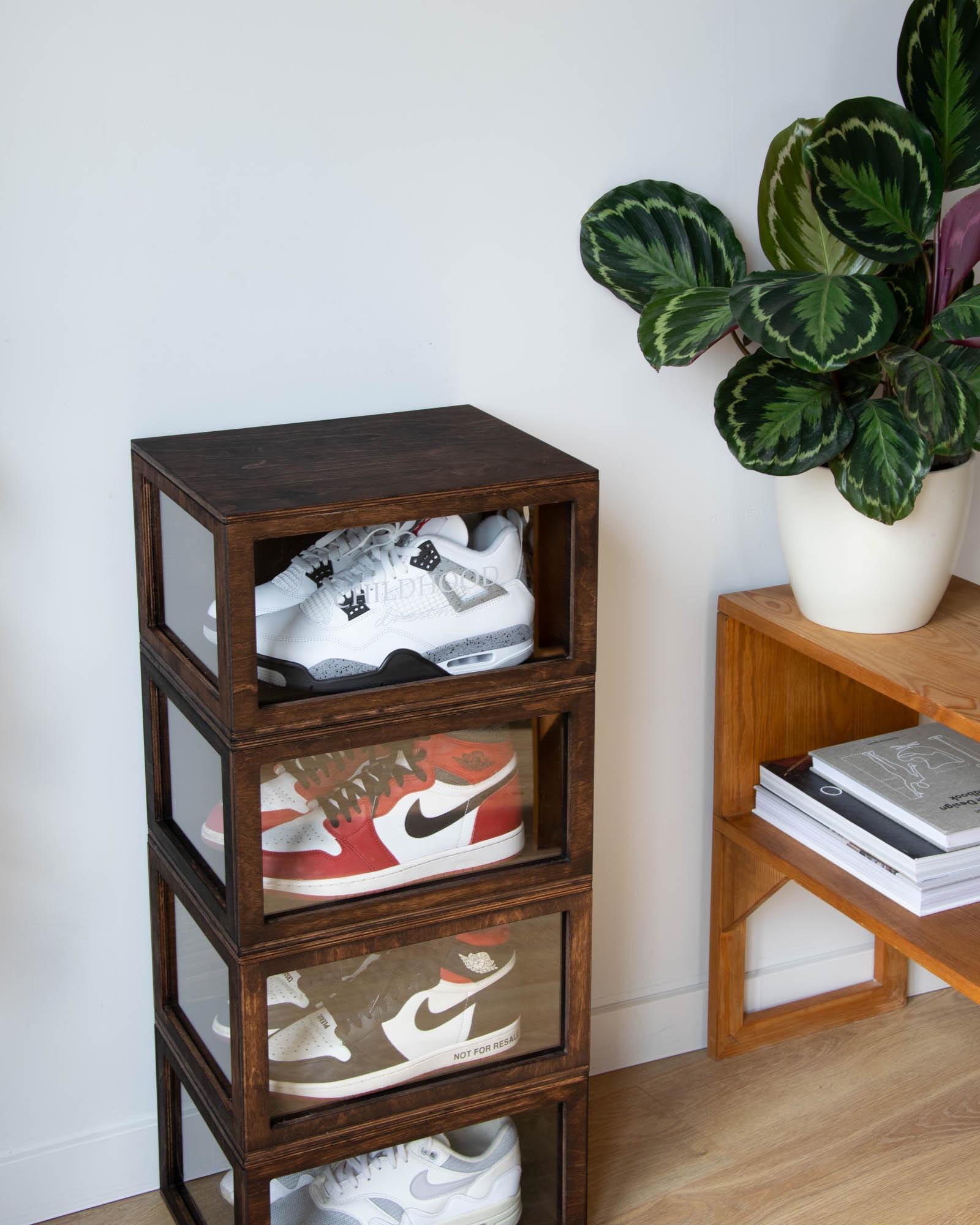 Custom Wooden Sneaker Box, Shoe Display Case, Engraved Wood Shoe ...
