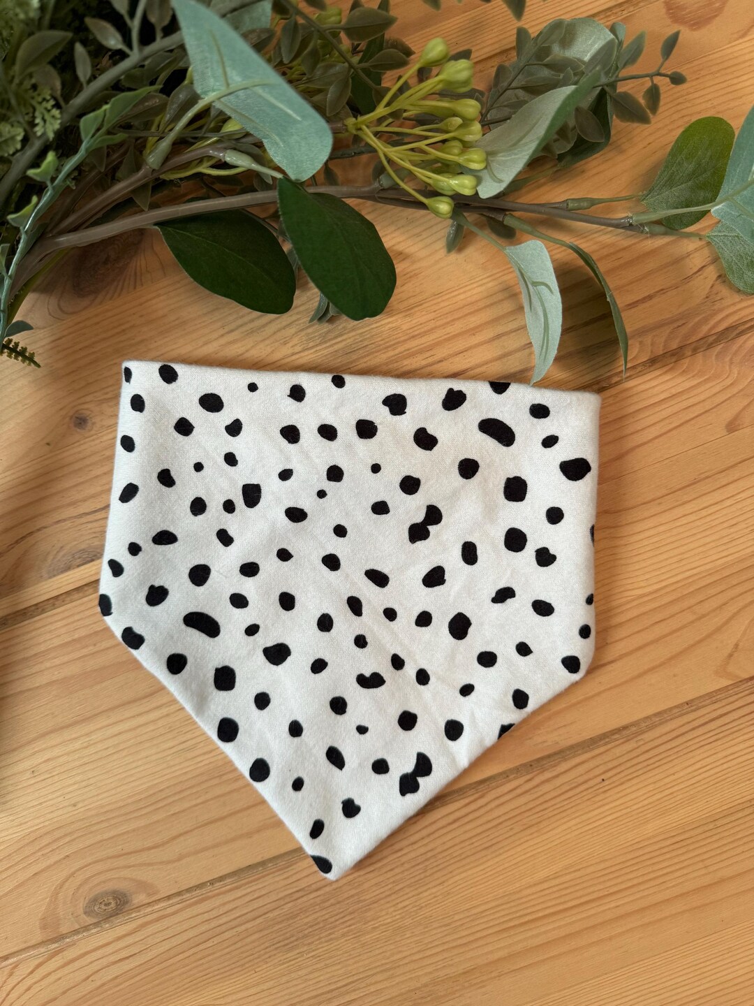 Black and White Spotted Dog Bandana | Polka Dot Bandana With Scrunchie ...