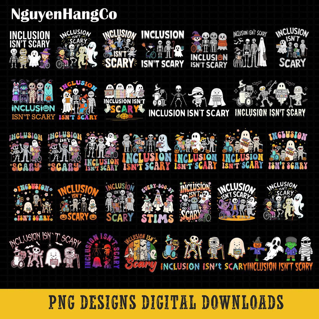 32 Inclusion Isn't Scary Halloween PNG Bundle, SLP Halloween Png ...