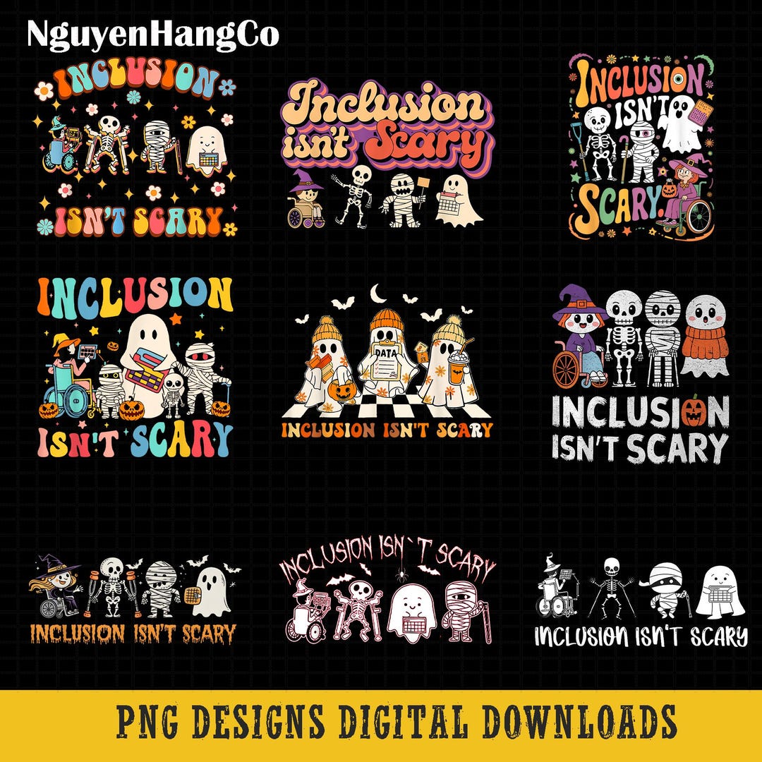 9 Inclusion Isn't Scary Png Bundle, SLP Halloween Png, Sped Teacher Png ...