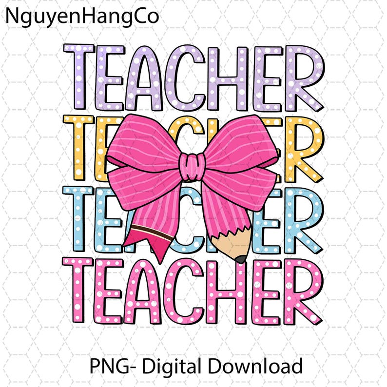 Coquette Teacher Png, Back to School Png, Teacher Appreciation, Bright ...