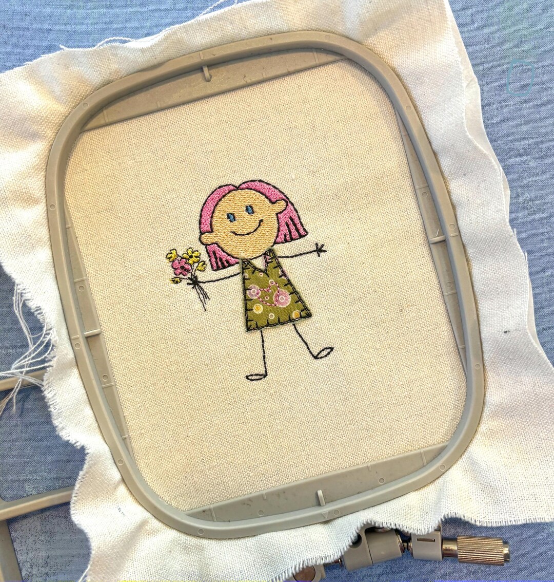 Cute Stick Figure Girl, Simple and Oh so Sweet Machine Embroidery ...