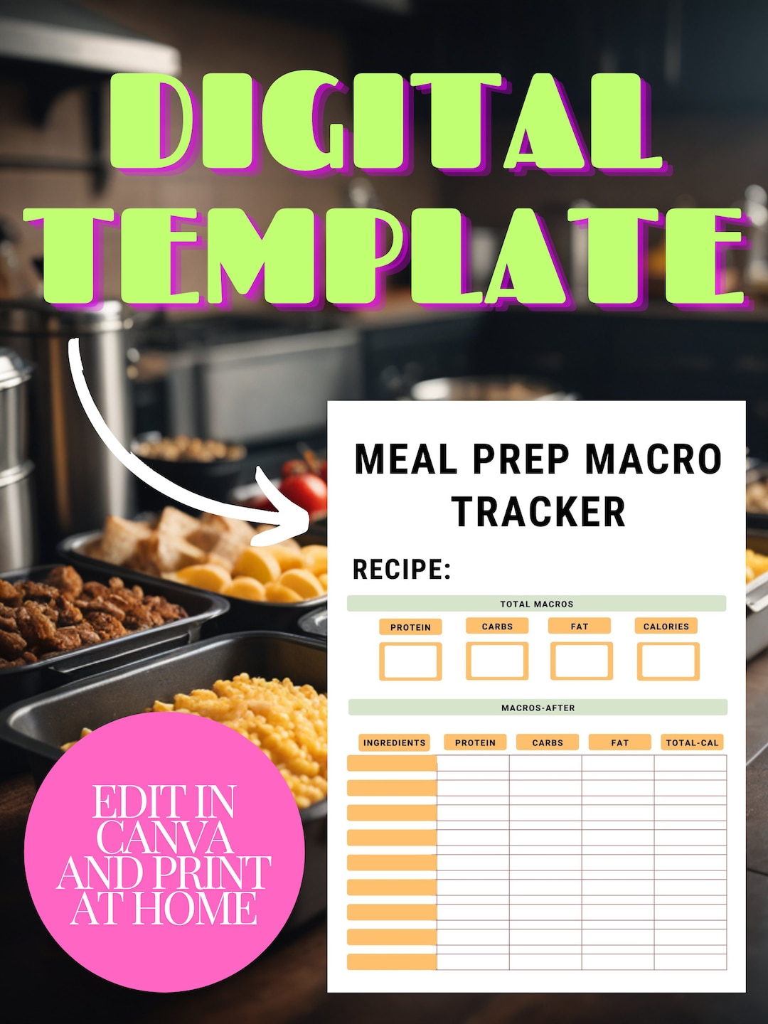 Meal Prep Macro Tracker Template + Printable - Etsy