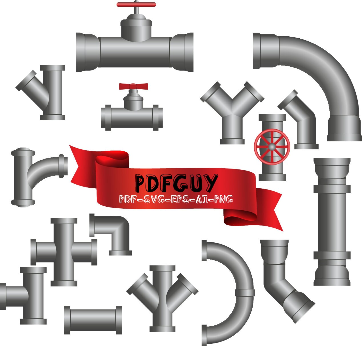Steel Pipes Cartoon Vector Illustration Set. Digital Images or Vector ...