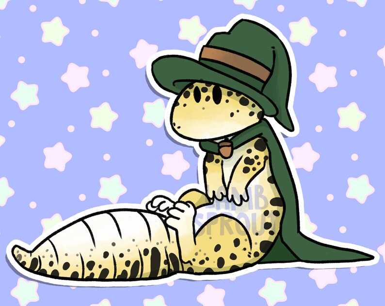 Leopard Gecko Wizard Vinyl Sticker - Etsy