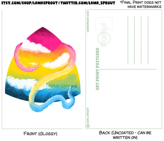 Pansexual Pride Worm on a String Postcard Print - Etsy