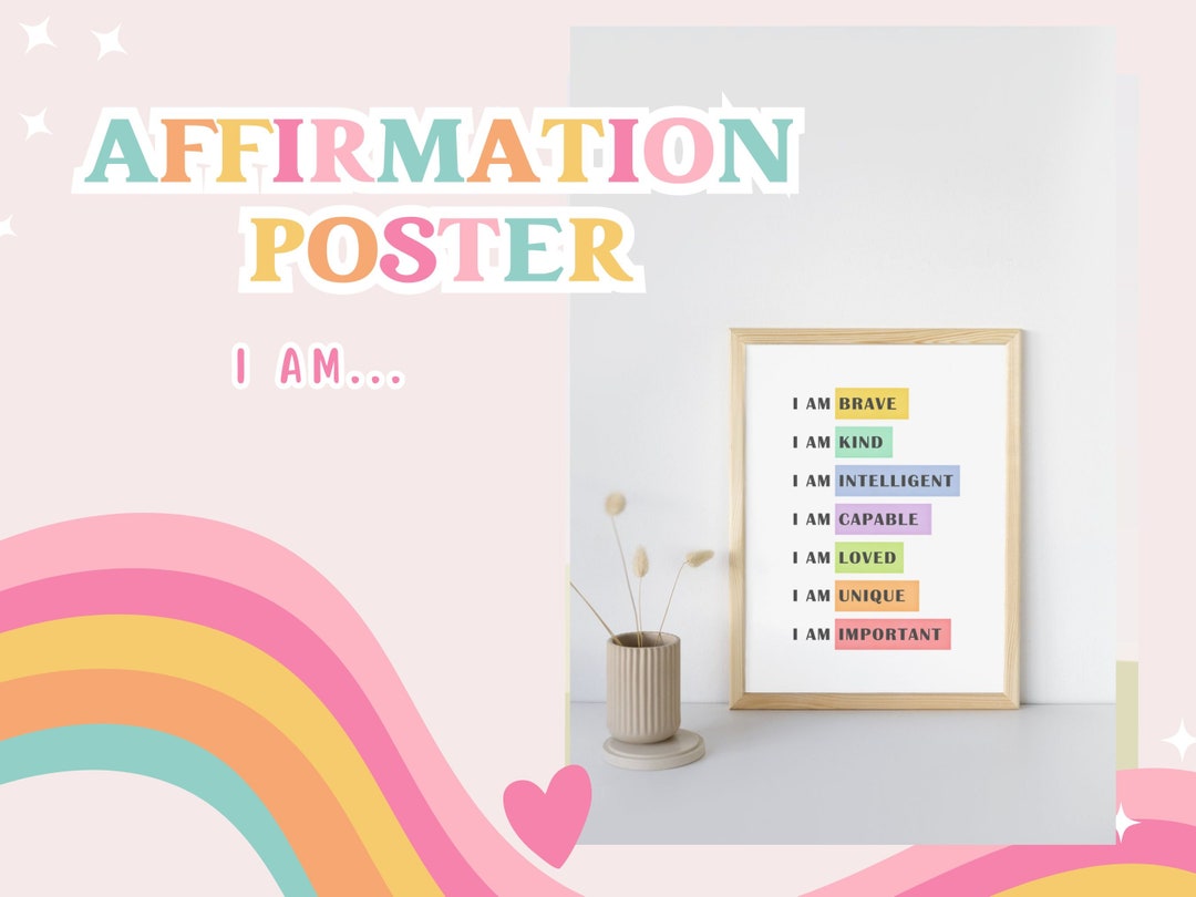 I Am. Affirmations for Kids, Classroom Posters, Playroom Poster ...