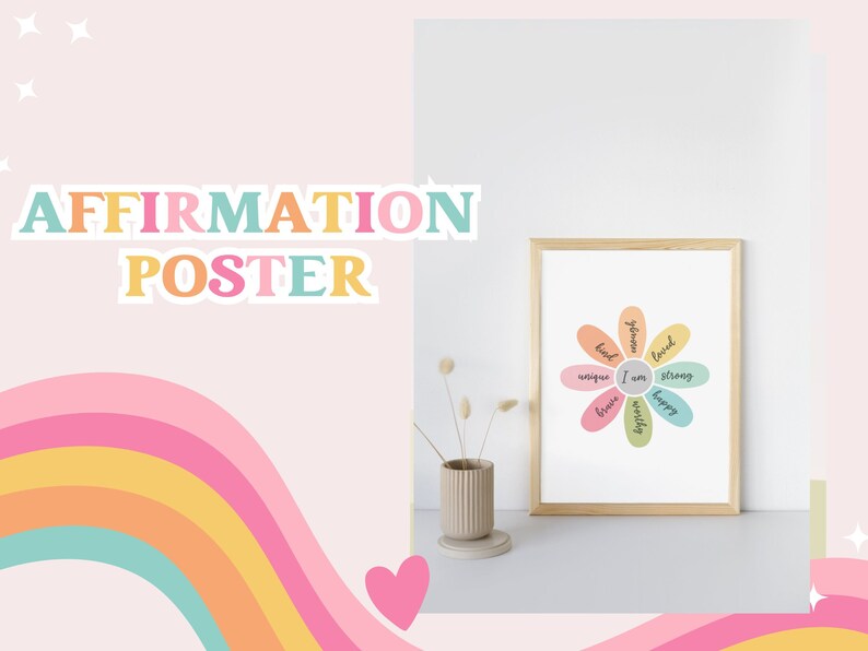 Flower Affirmation for Kids, Classroom Posters, Playroom Poster ...