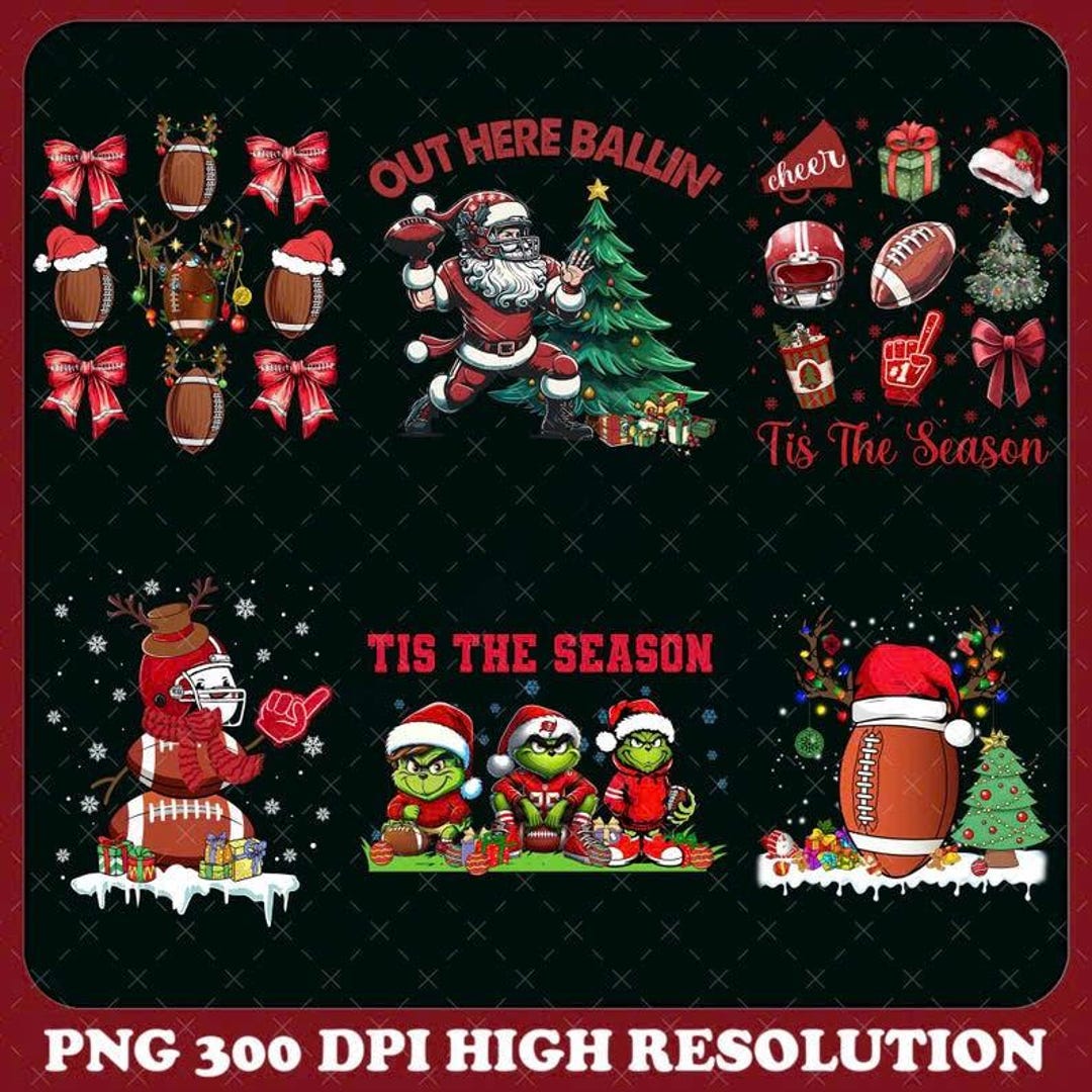 Christmas Football Png Bundle,football Reindeer Christmas Png,coquette ...
