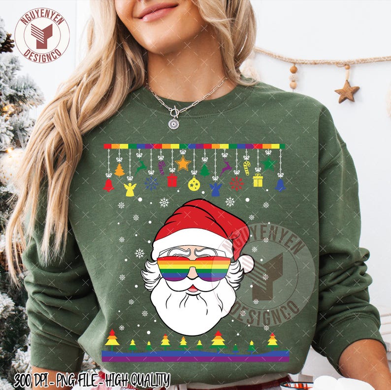 Christmas LGBT Santa Gay PNG, LGBT Santa Clipart, Rainbow Christmas ...