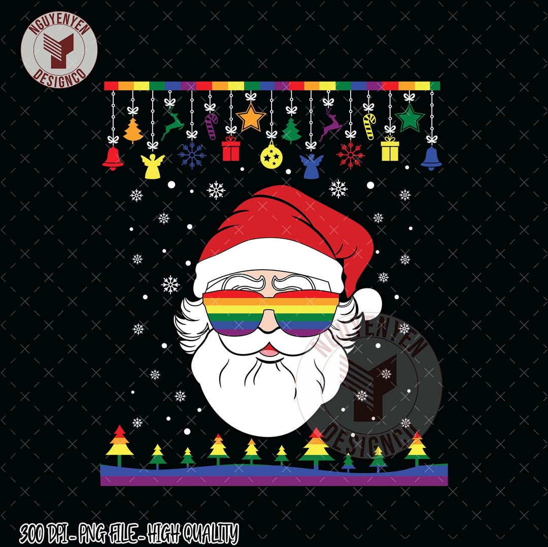 Christmas LGBT Santa Gay PNG, LGBT Santa Clipart, Rainbow Christmas ...