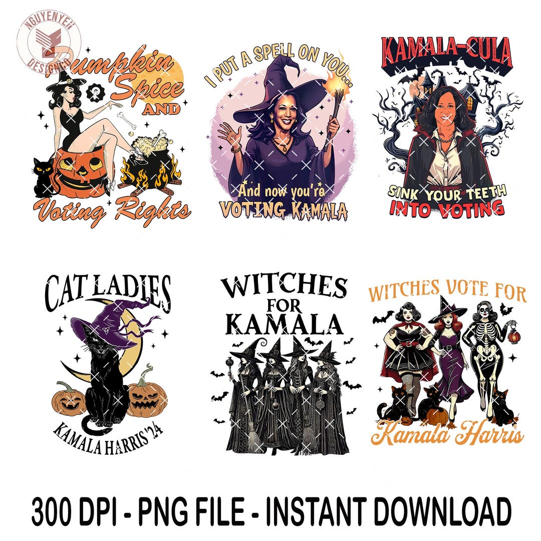 Kamala Halloween Png Bundle, Witches Vote for Kamala Harris Png, Witch ...