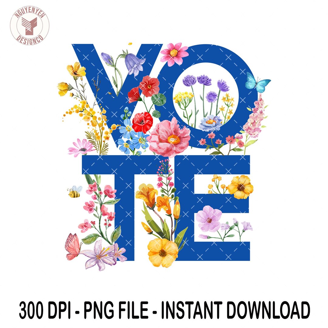 Flower Vote Blue Kamala Harris Png, Kamala Madam President Png, Harris ...