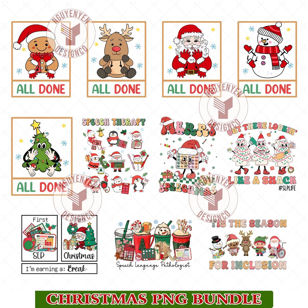 Christmas SLP Speech Language Pathologist Png Bundle, SLP Christmas Png ...