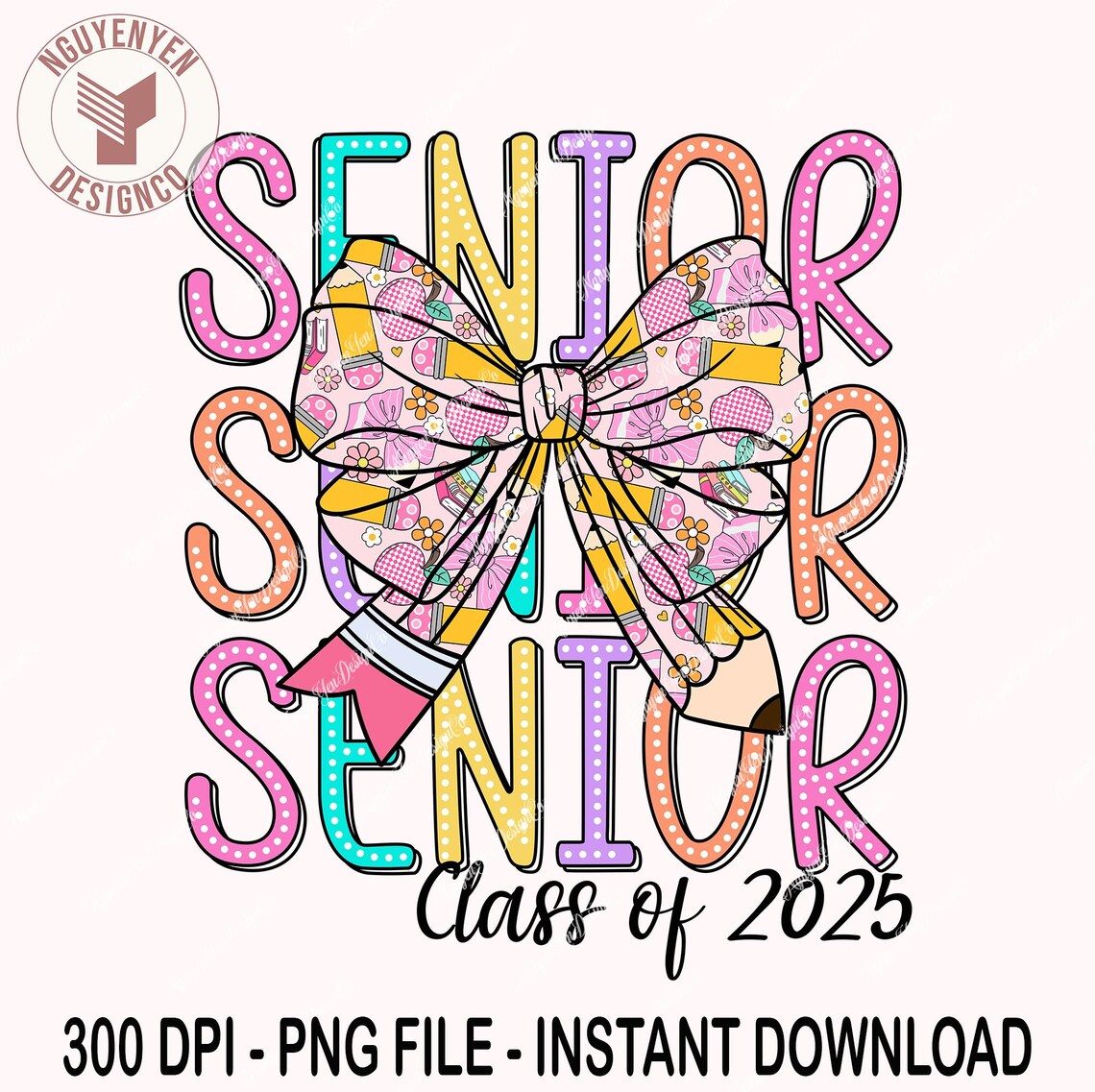 Coquette Bow Pencil Senior Png, Senior 2025 PNG, Graduation Png ...