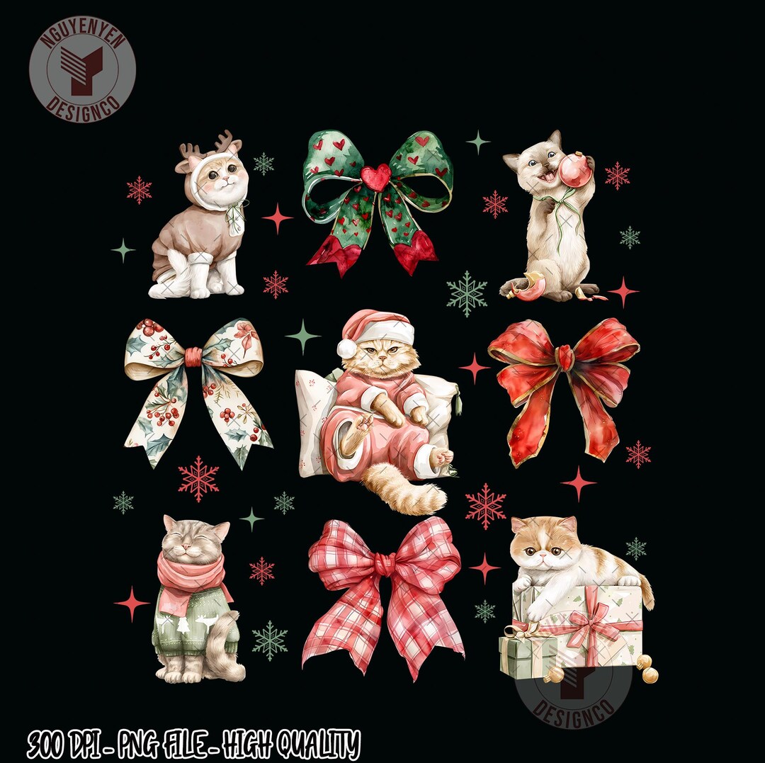Christmas Coquette Cat Png, Cat Christmas Png, Cat Lover Png, Cat Png ...