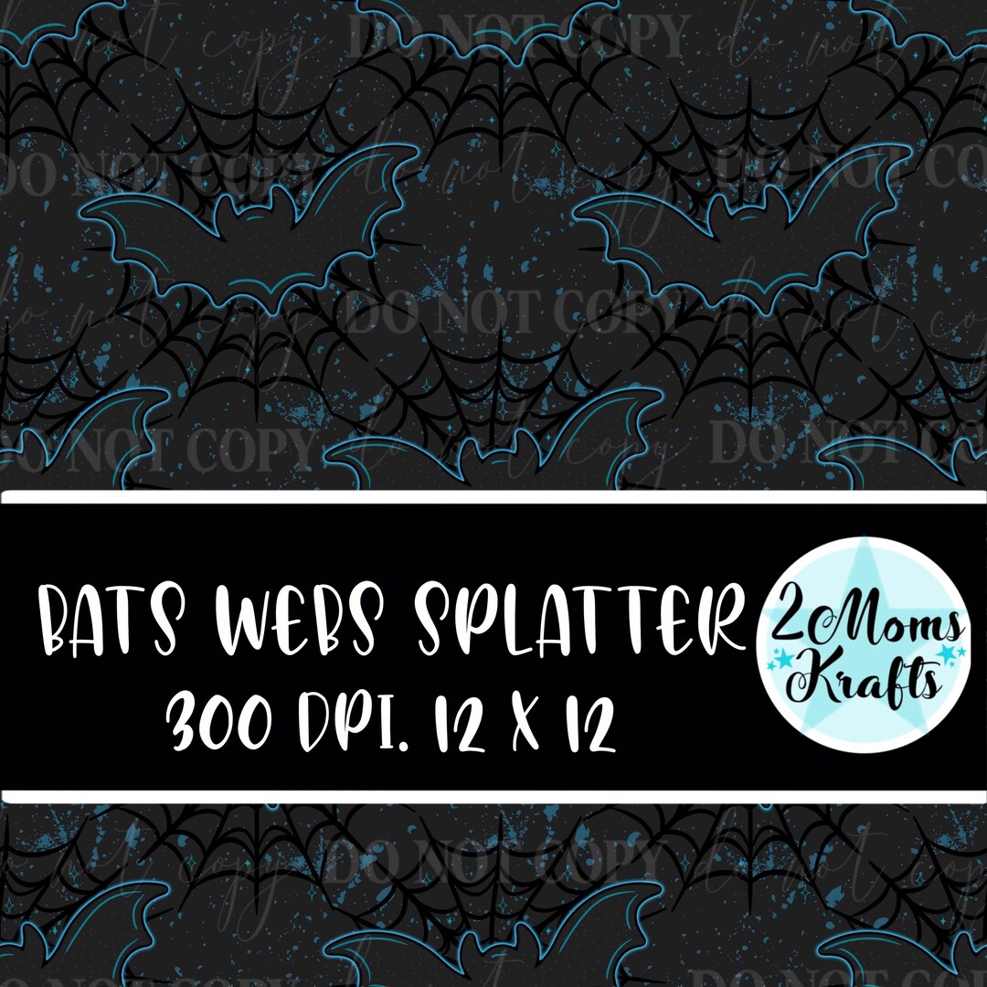 Neon Bats - 2 Seamless Patterns and a Single Png LIGHT BLUE Neon Bats ...