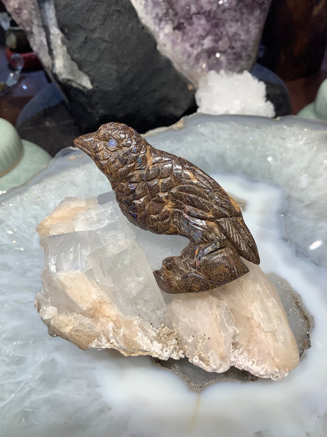 Superb Vintage Boulder Opal Bird Gemstone Carving - Etsy Australia