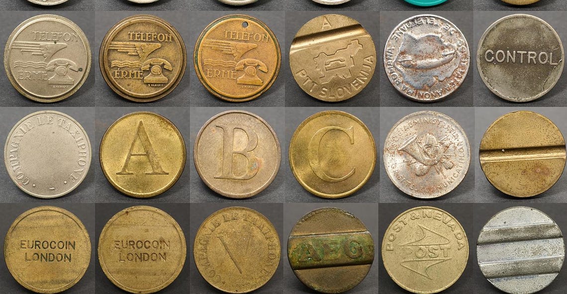 Vintage World Telephone Tokens Collection various Countries, 1960s ...