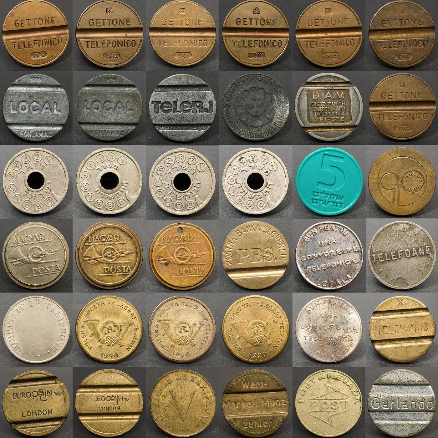 Vintage World Telephone Tokens Collection various Countries, 1960s ...
